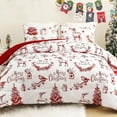 3 Pieces Christmas Queen Size Comforter Set, Reversible White and Rust ...