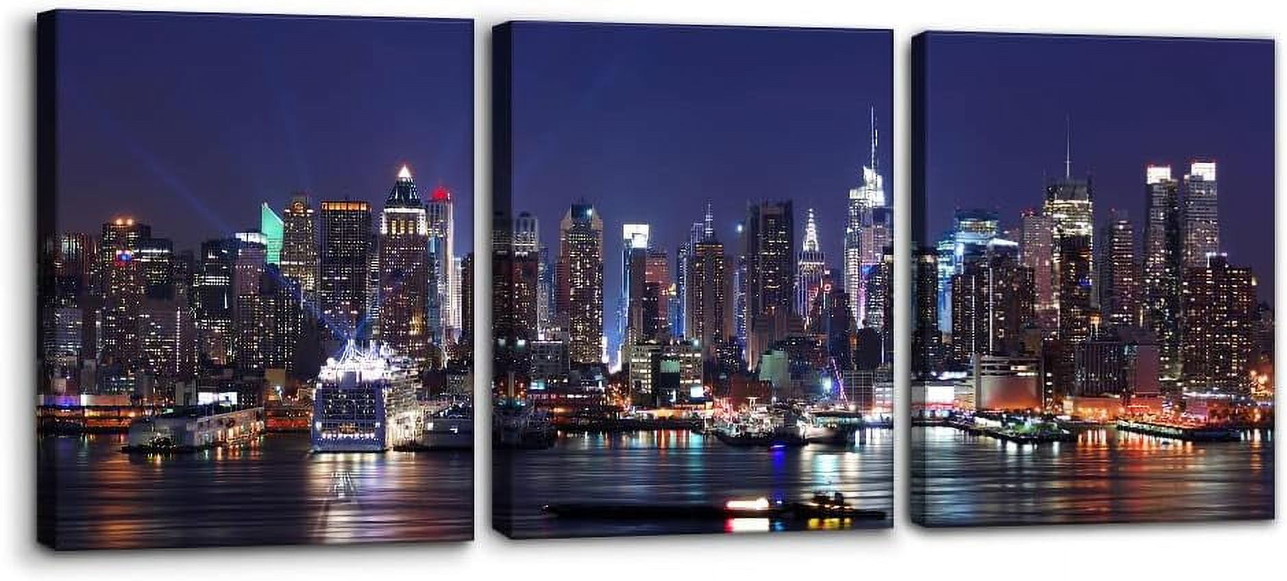 3 Pieces Cityscape Canvas Wall Art - New York City Panorama Pictures ...