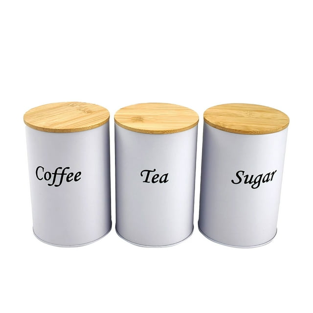 3 Pieces Coffee Tea Container Set Metal Vintage Kitchen Jar Set With ...