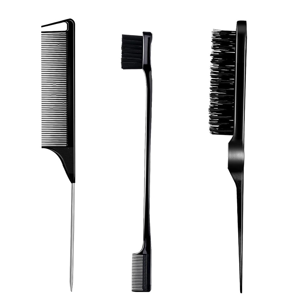 3 Pieces Comb Set for Teasing, Edging and Back Brushing - Rat Tail and ...