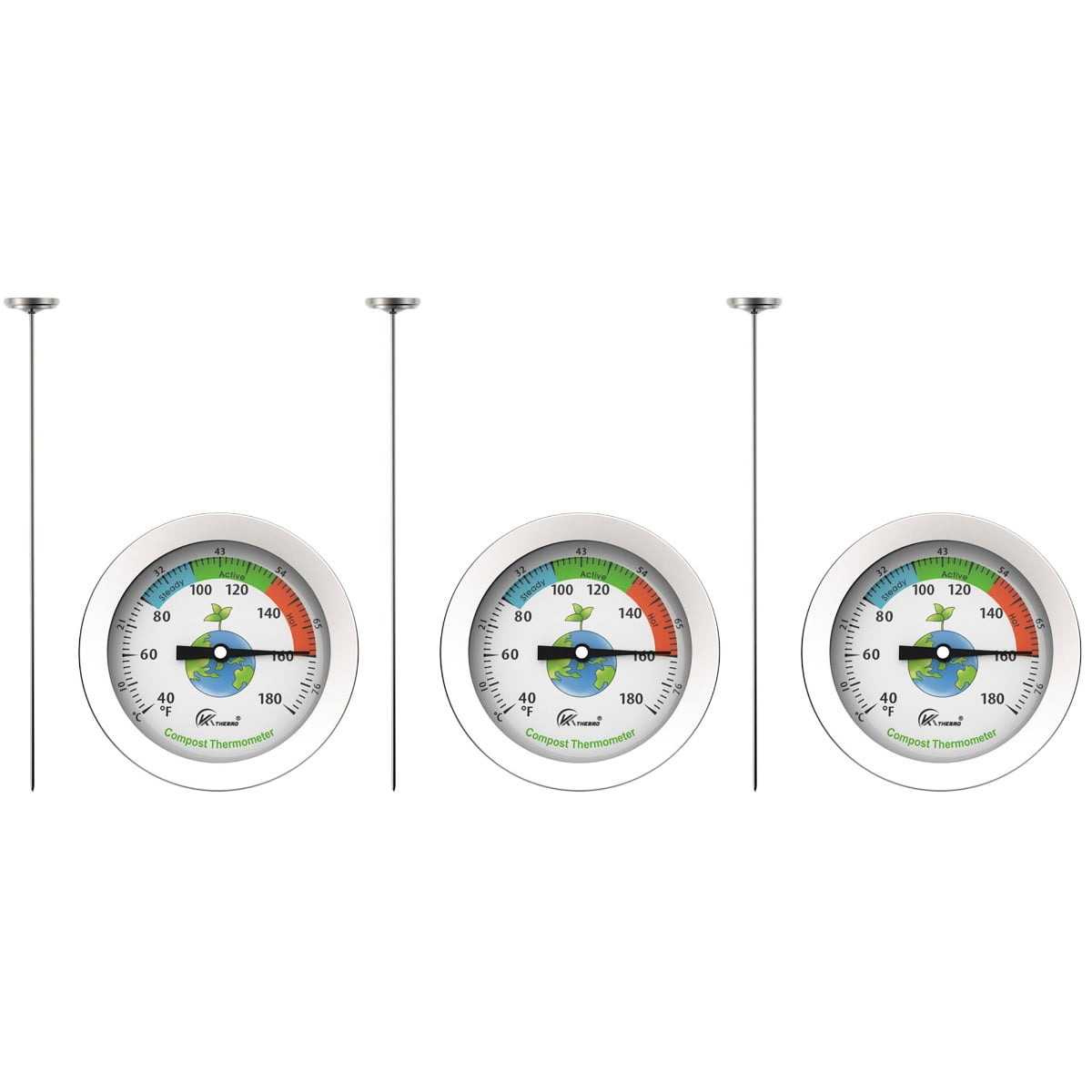 3 Pieces Compost Thermometers Soil for Outdoor Temperature Measurement ...
