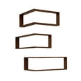 3 Pieces Corner Wall Shelf Wooden Floating Display Rack with Walnut ...