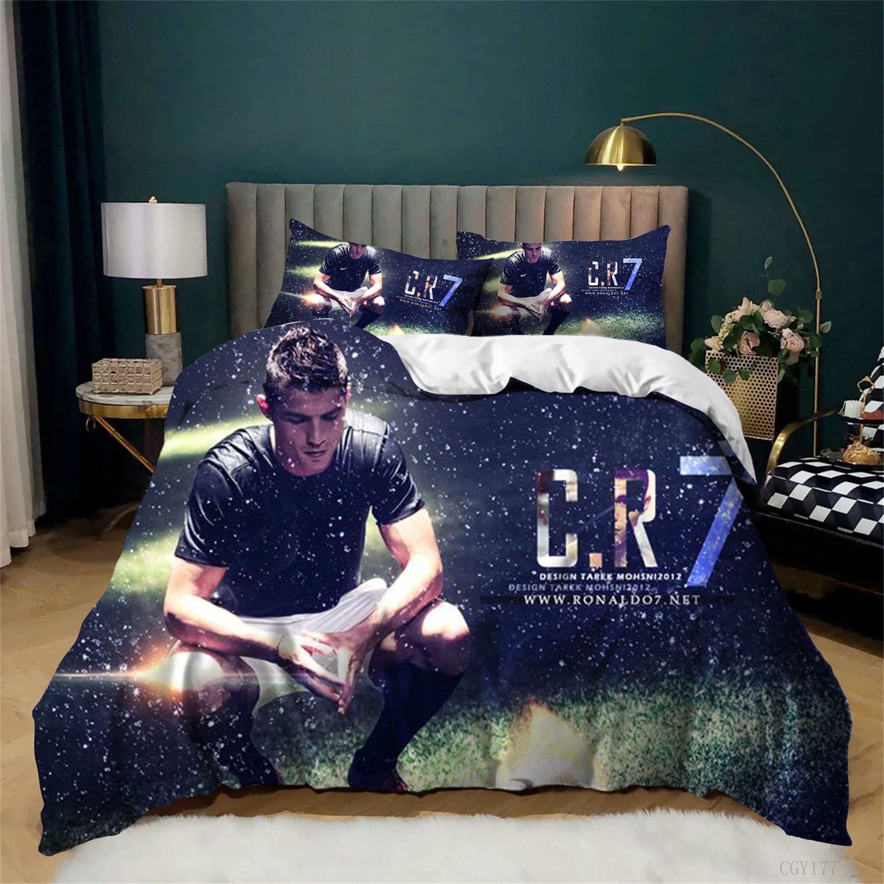 3 Pieces Cristiano Ronaldo Duvet Cover Soccer Star Ultra Soft CR7 ...