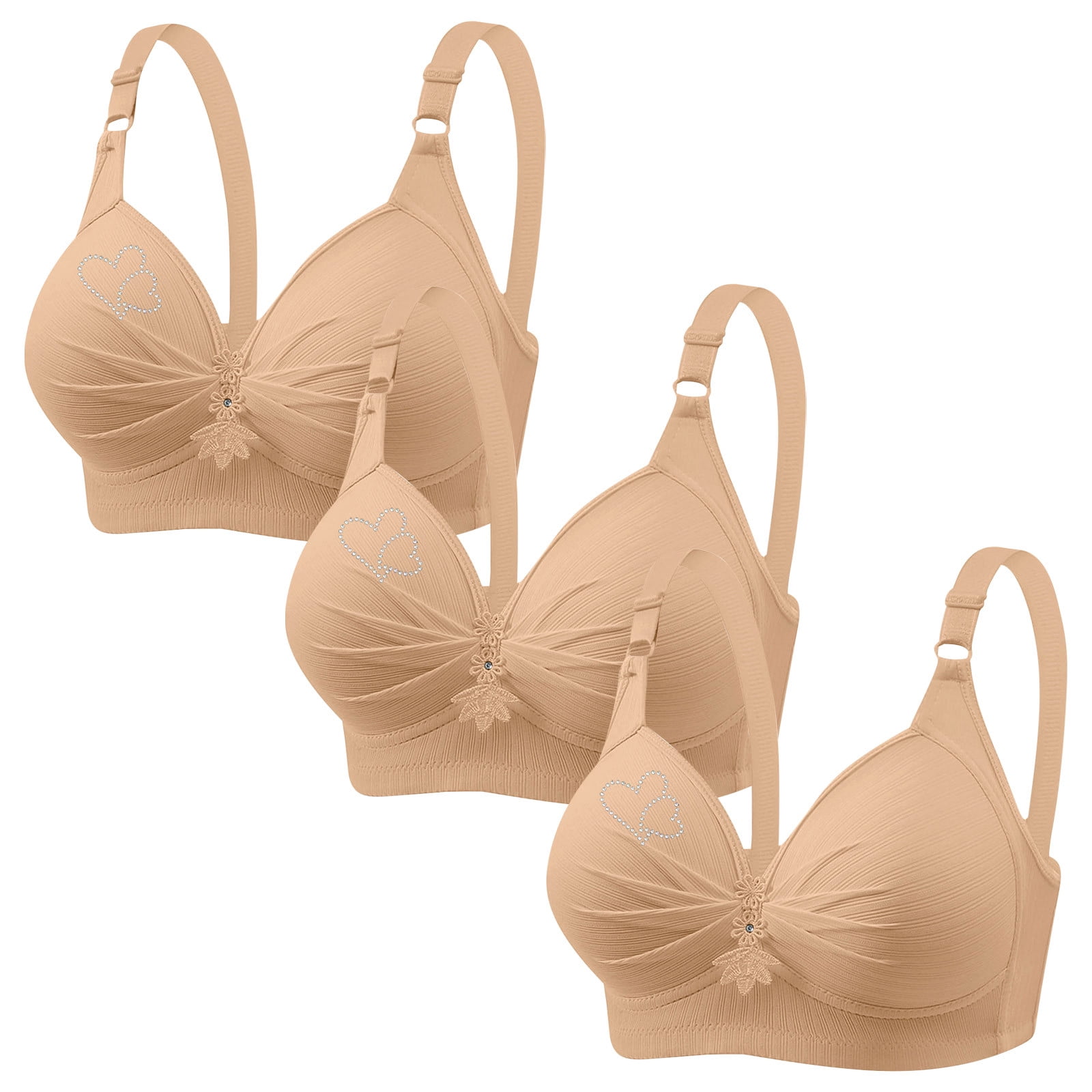 3 Pieces Deep V Wireless Bras for Women Comfy Full Coverage Bralettes ...