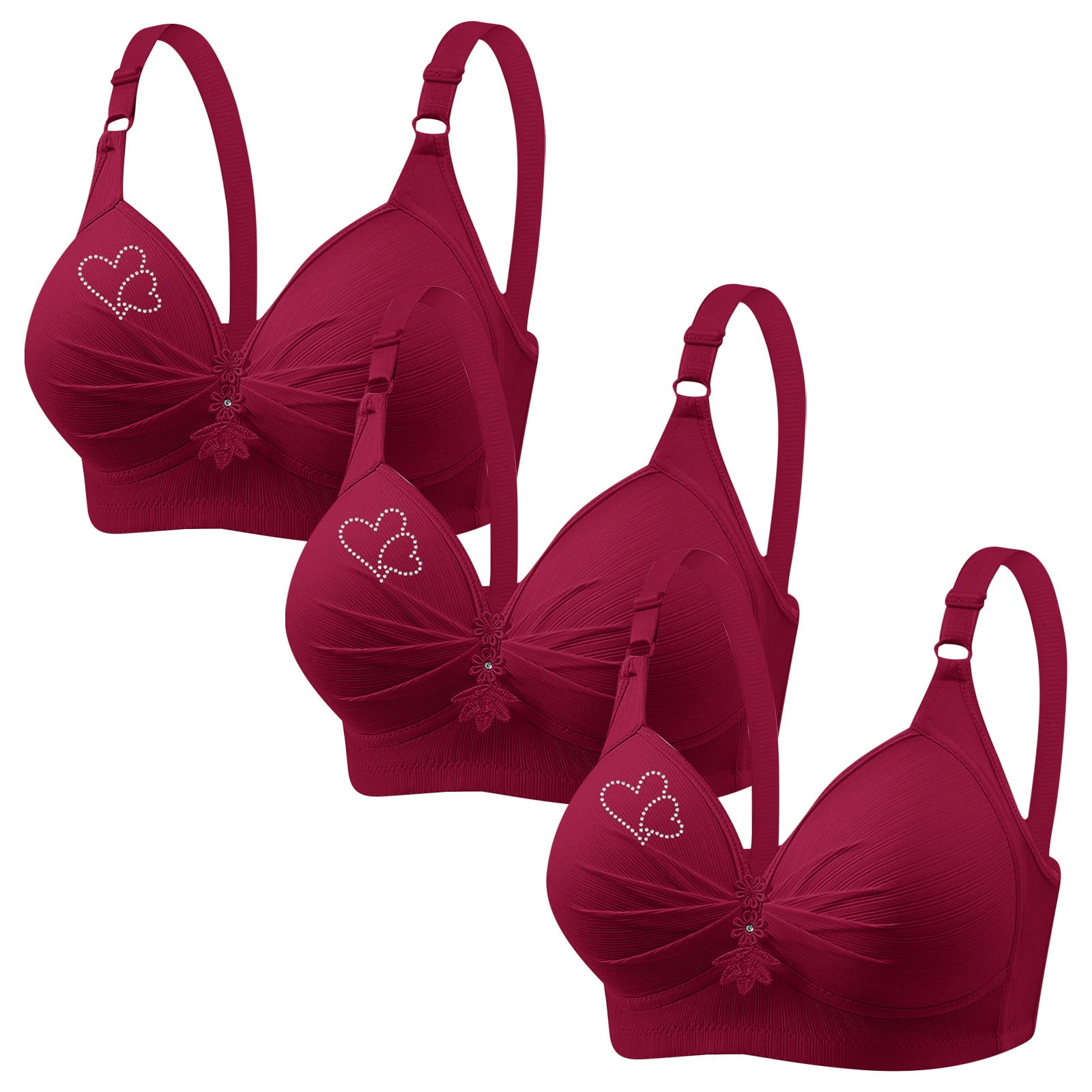 3 Pieces Deep V Wireless Bras for Women Comfy Full Coverage Bralettes ...