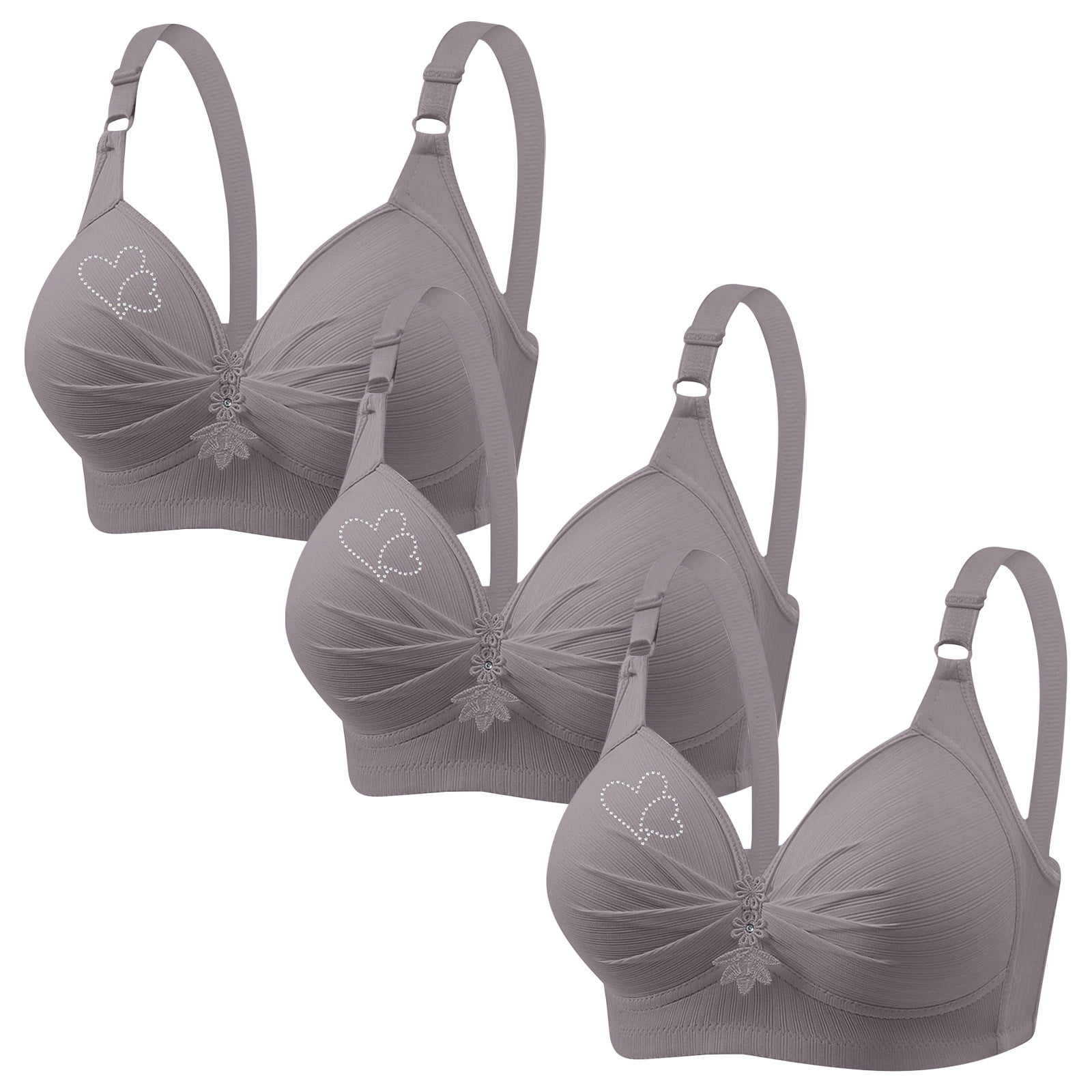 3 Pieces Deep V Wireless Bras for Women Comfy Full Coverage Bralettes ...
