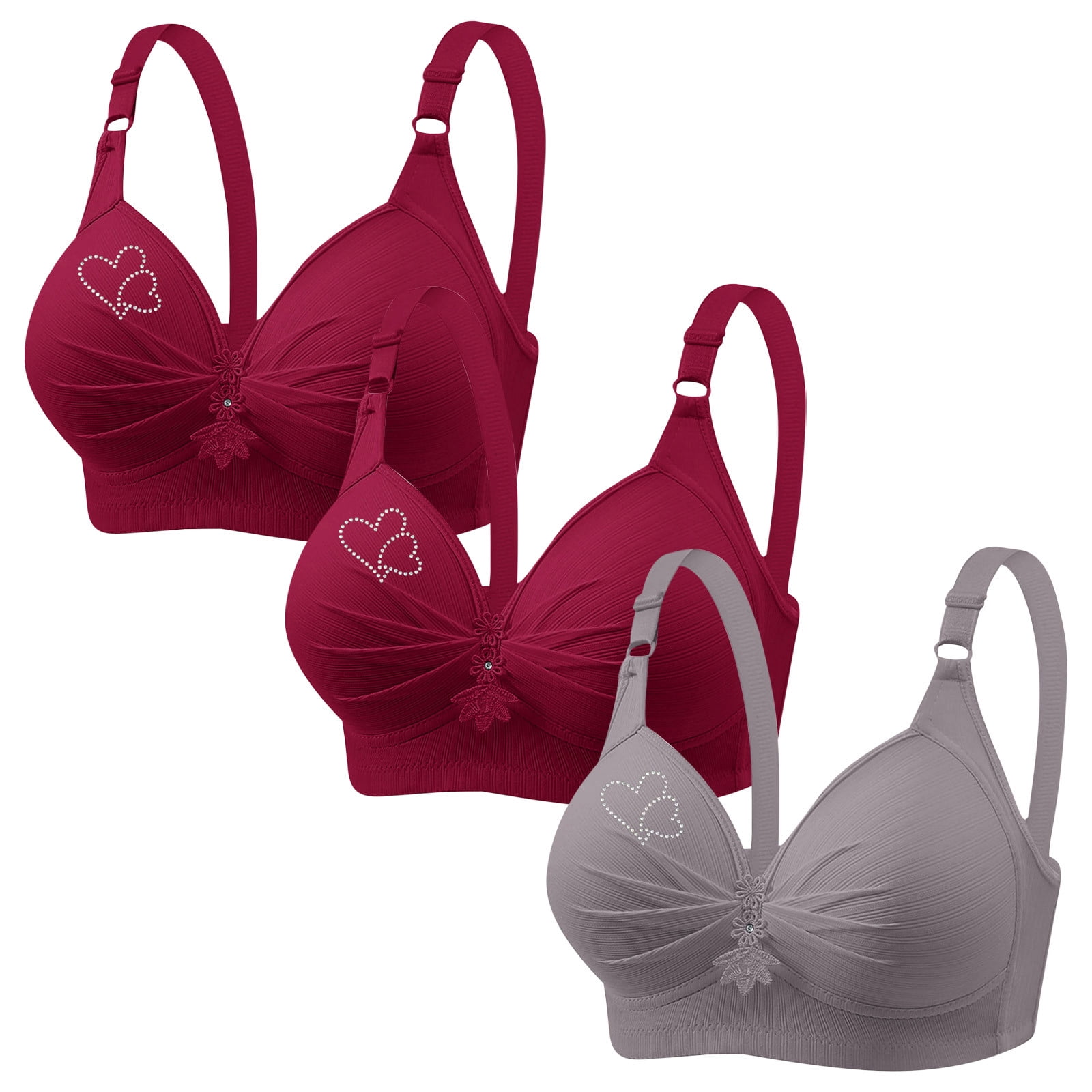 3 Pieces Deep V Wireless Bras for Women Comfy Full Coverage Bralettes ...