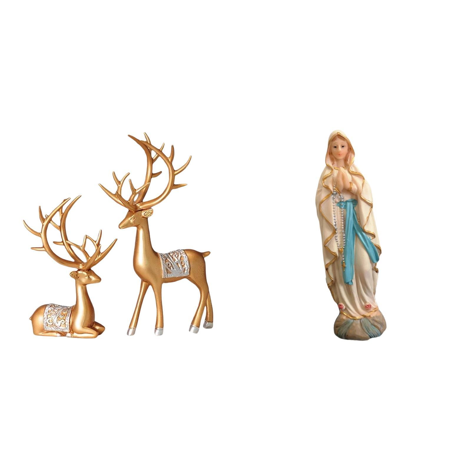 3 Pieces Deer Sculpture Animal Statues Tabletop Ornaments Richly ...