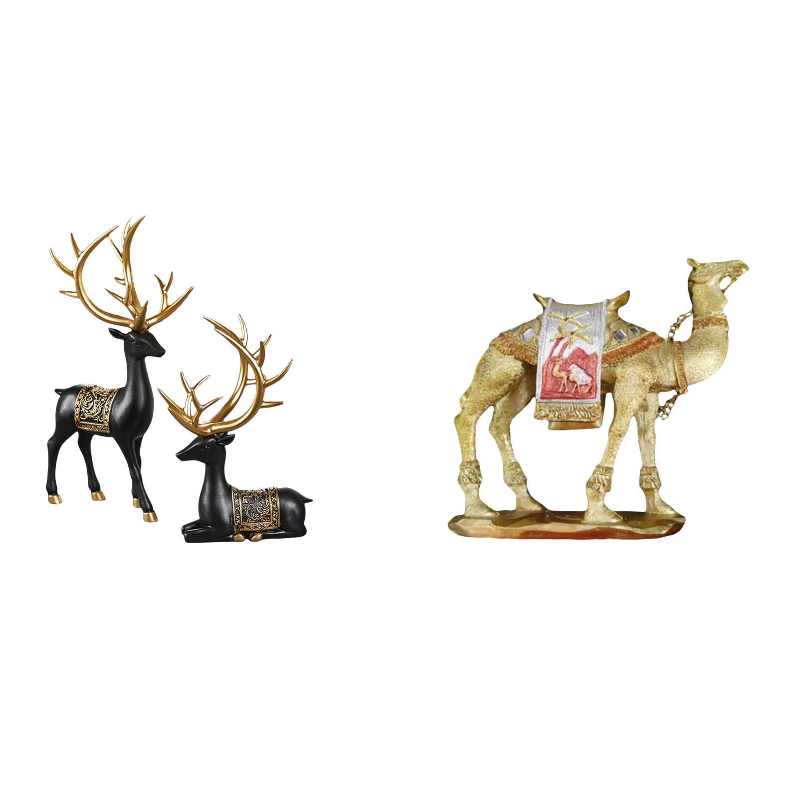3 Pieces Deer Sculpture Statue Camel Figurine Resin Animal Desktop ...