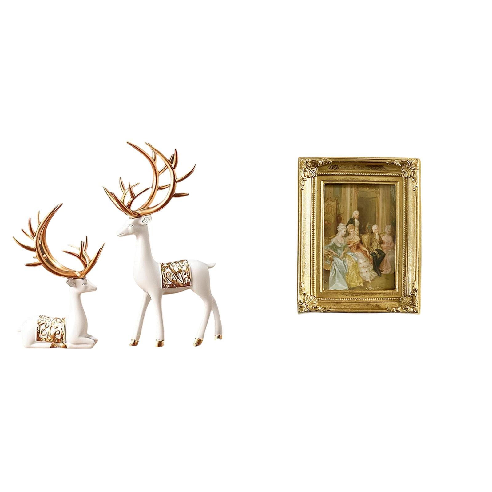 3 Pieces Deer Statue Tabletop Animal Home Decor Resin Construction ...