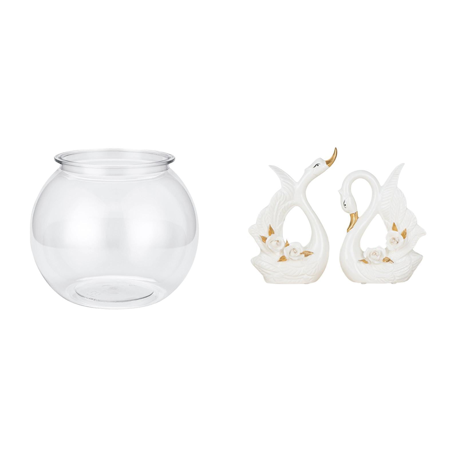 3 Pieces Desktop Aquarium Tank Swan Statue Fish Bowl Vase Durable ...
