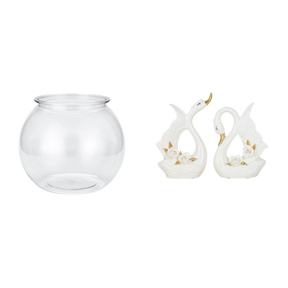 3 Pieces Desktop Aquarium Tank Swan Statue Fish Bowl Vase Durable ...