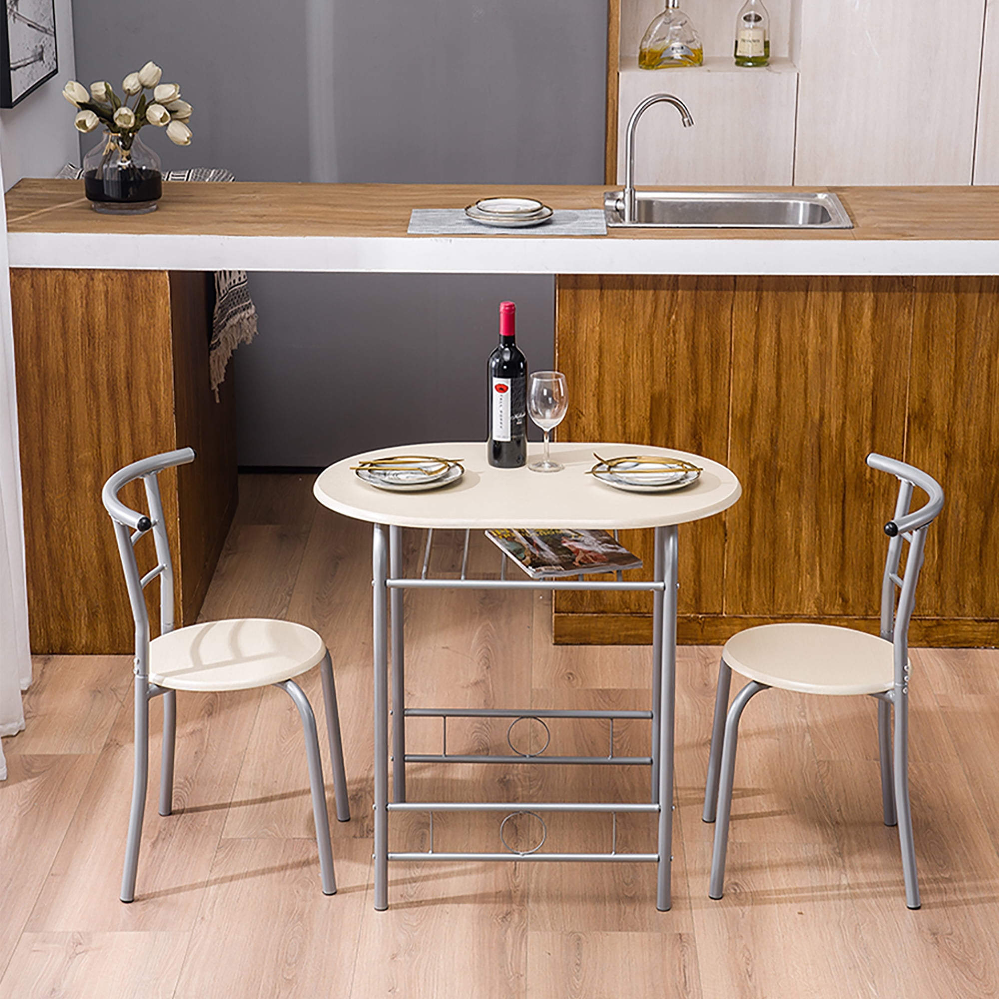 Seizeen 2-Seater Dining Series 3 Piece Modern MDF Metal Storage Dining ...
