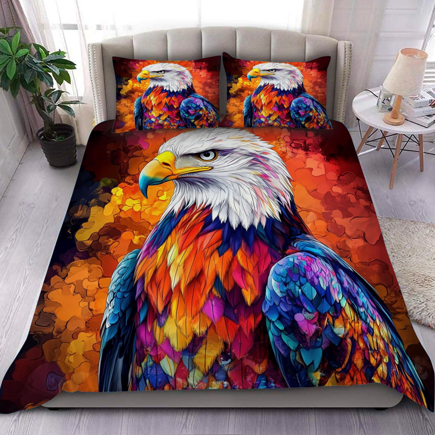 3 Pieces Duvet Cover Set-Abstract 3D Bald Eagle- 3D Print Bedding 1 ...