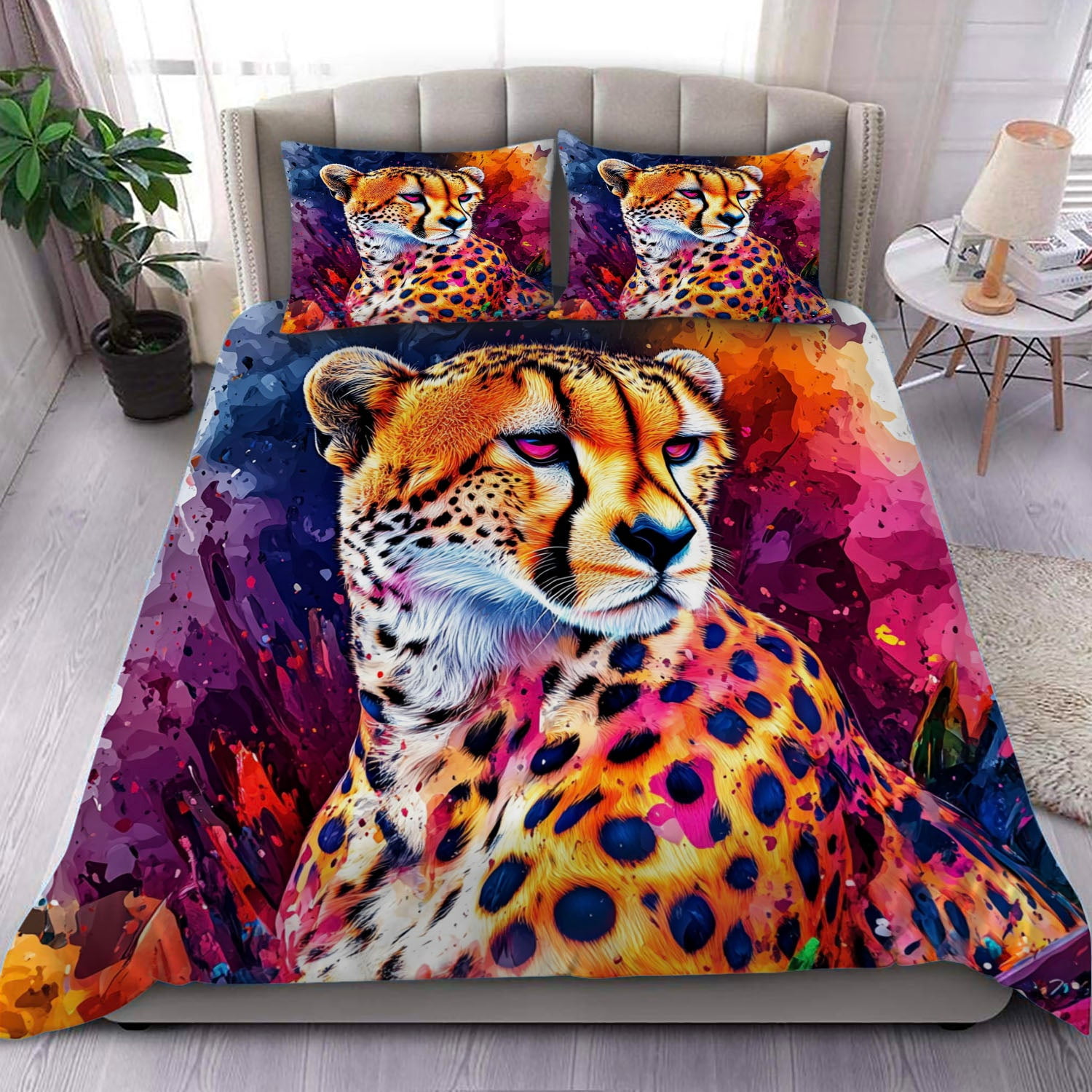 3 Pieces Duvet Cover Set-Abstract 3D Cheetah- 3D Print Bedding 1 Duvet ...
