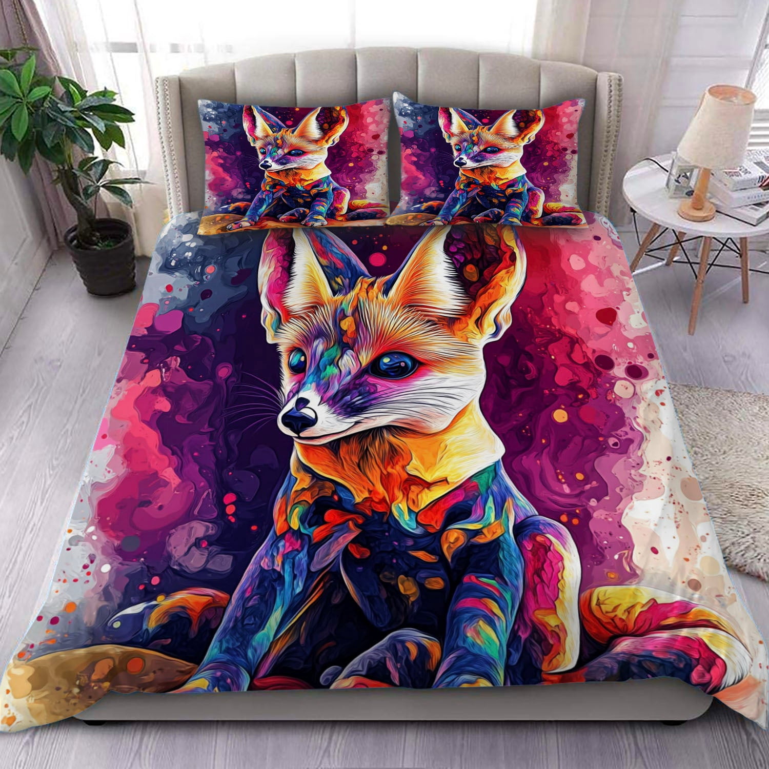 3 Pieces Duvet Cover Set-Abstract 3D Fennec Fox- 3D Print Bedding 1 ...