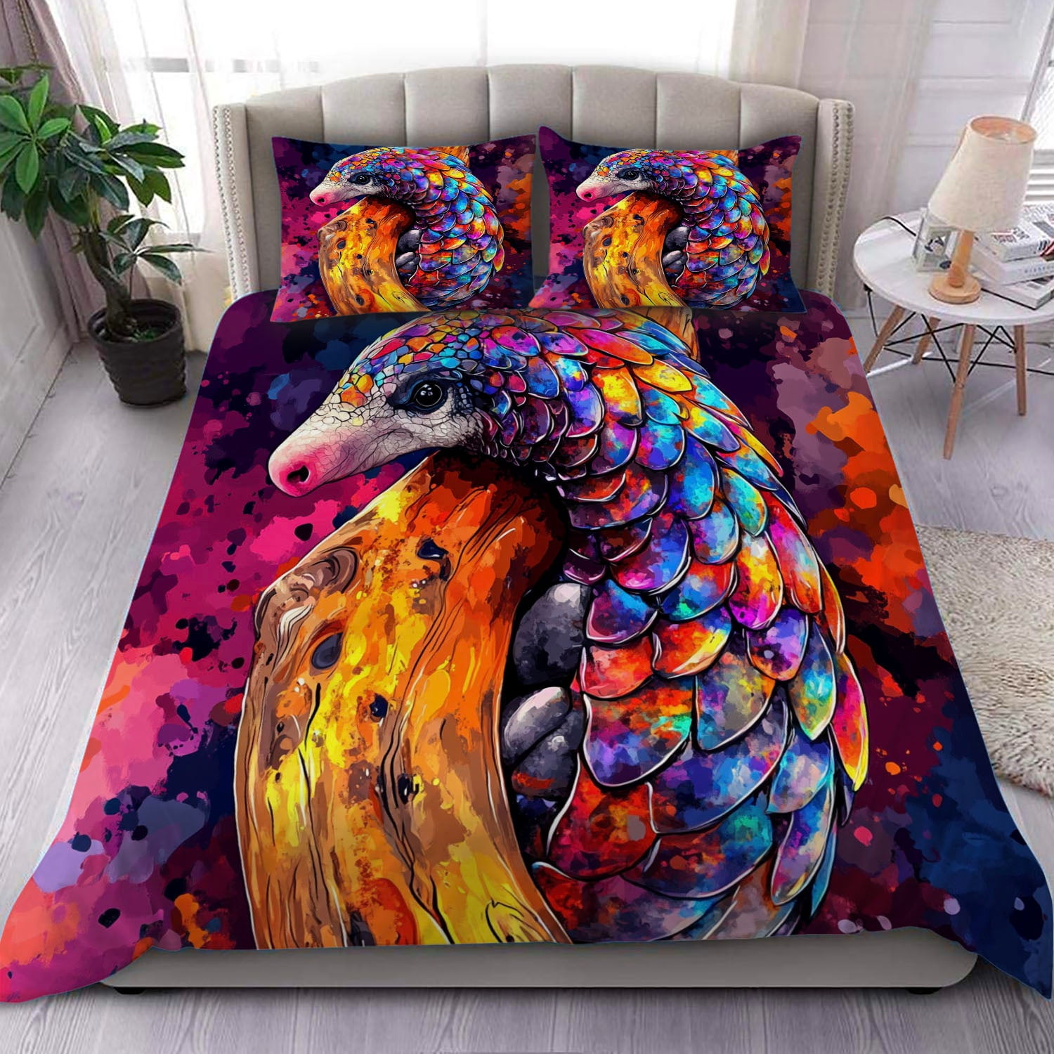 3 Pieces Duvet Cover Set-Abstract 3D Malayan Pangolin- 3D Print Bedding ...