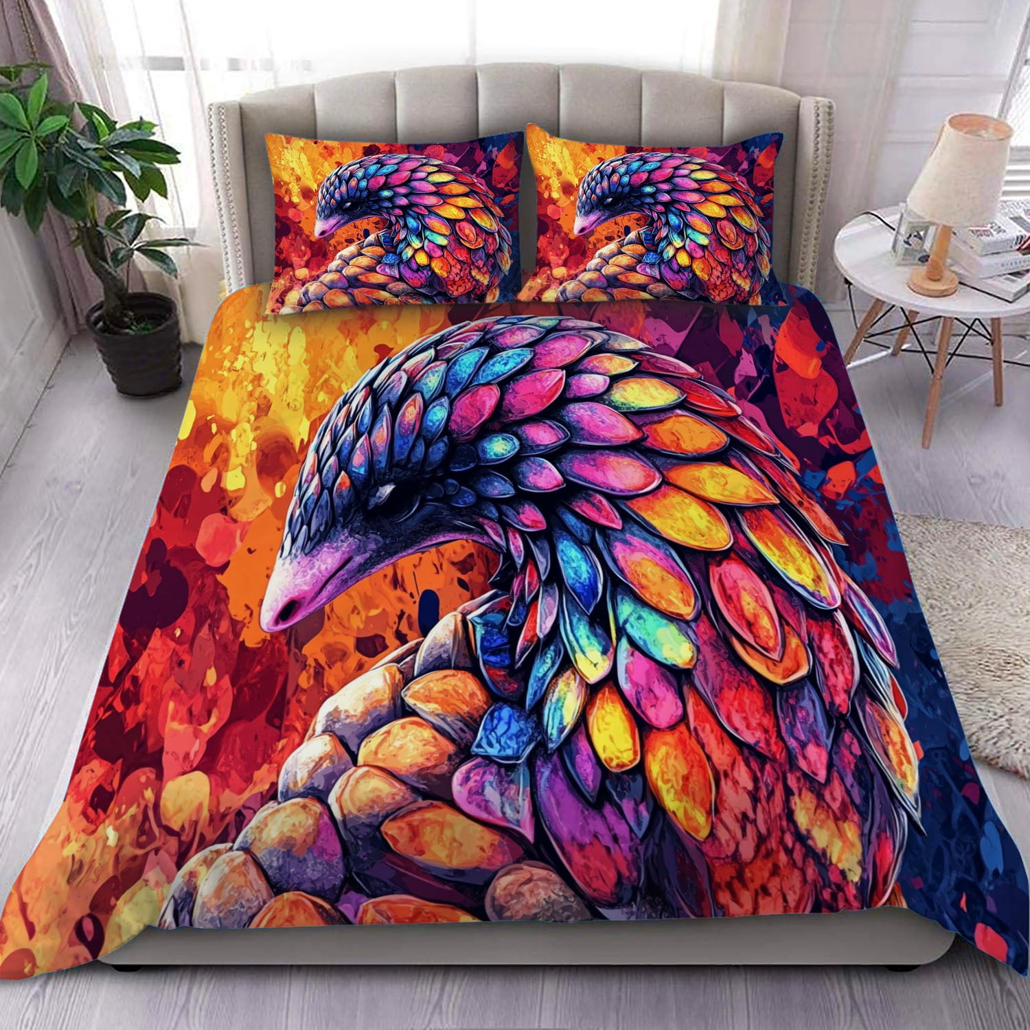 3 Pieces Duvet Cover Set-Abstract 3D Pangolin- 3D Print Bedding 1 Duvet ...
