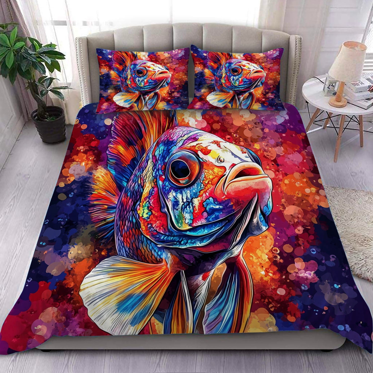 3 Pieces Duvet Cover Set-Abstract 3D Poodlefish- 3D Print Bedding 1 ...