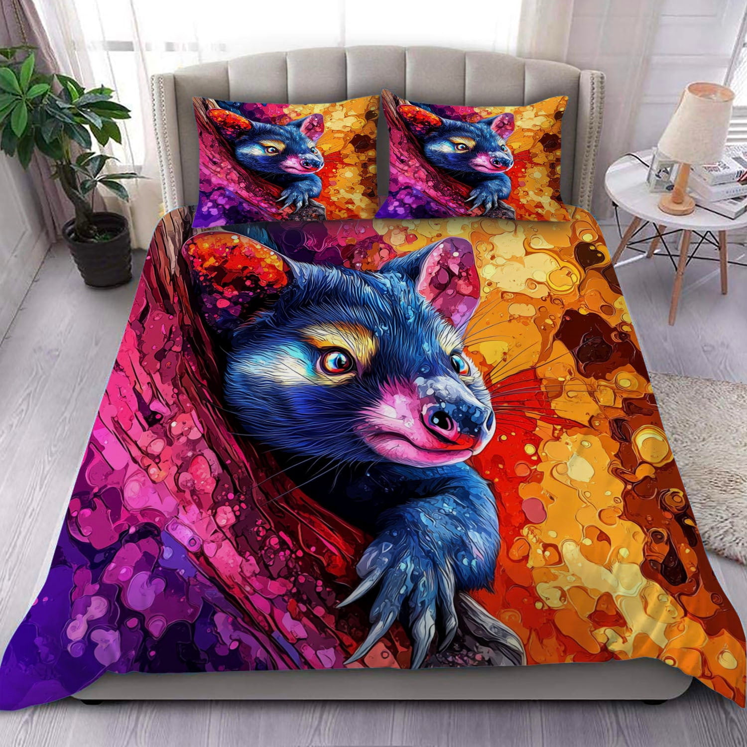 3 Pieces Duvet Cover Set-Abstract 3D Tasmanian Devil- 3D Print Bedding ...
