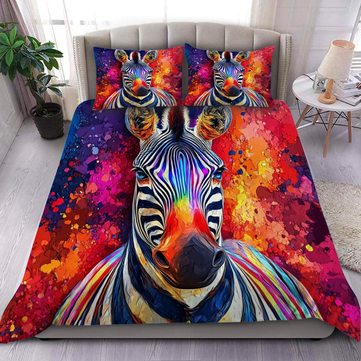 3 Pieces Duvet Cover Set-Abstract 3D Zebra- 3D Print Bedding 1 Duvet ...