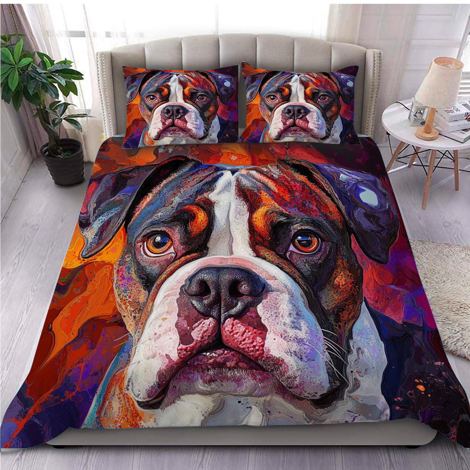 3 Pieces Duvet Cover Set American Bulldog Dog 3D Print Bedding 1 Duvet ...