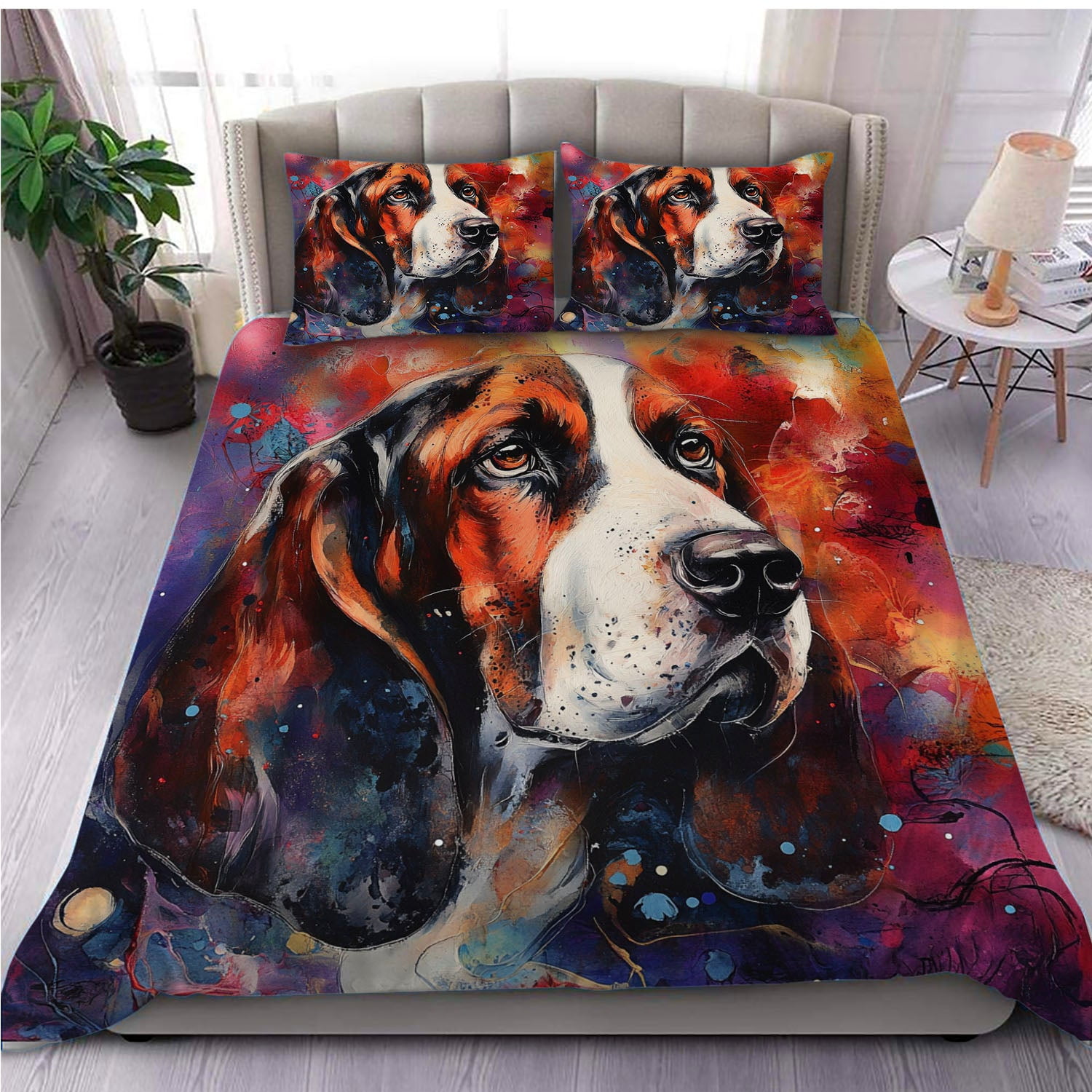 3 Pieces Duvet Cover Set Basset Hound Dog 3D Print Bedding 1 Duvet ...