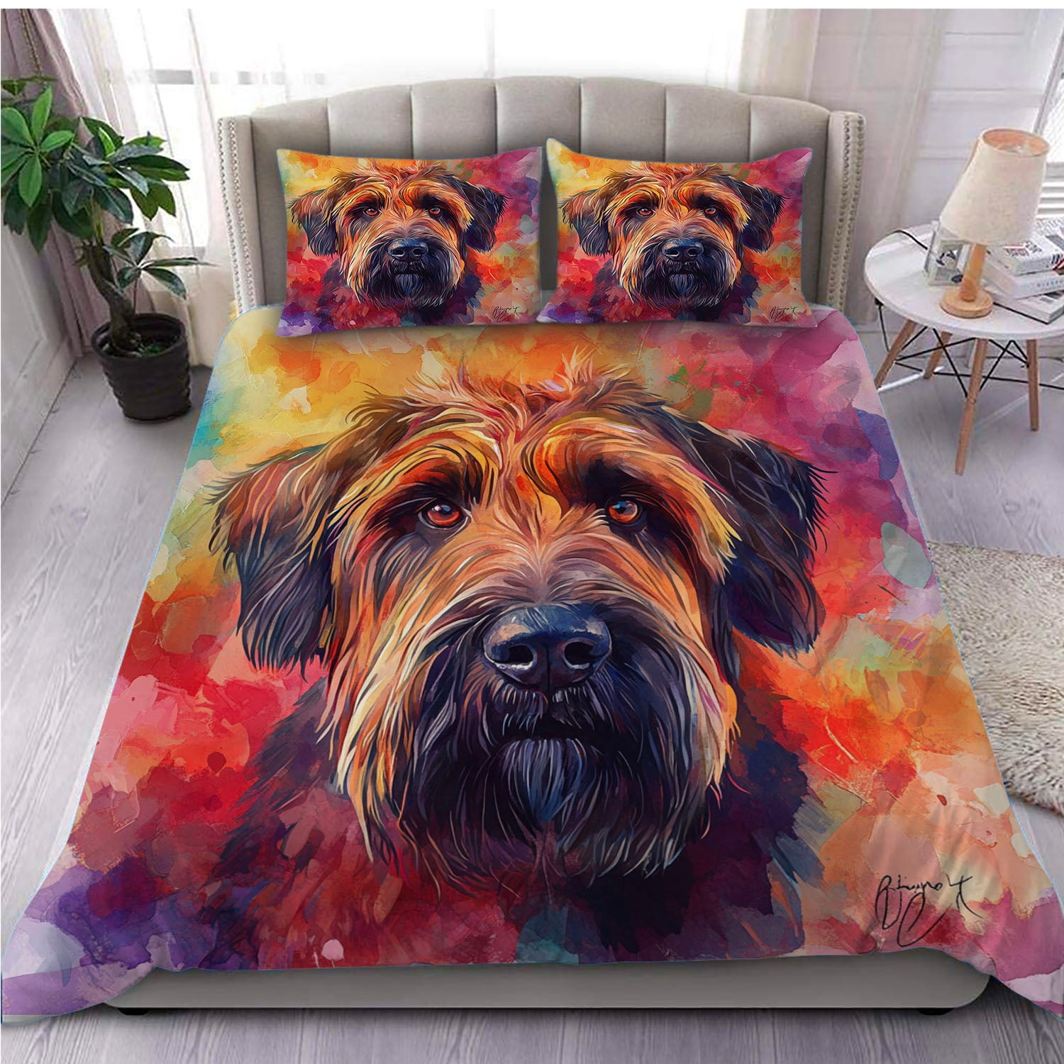 3 Pieces Duvet Cover Set Briard Dog 3D Print Bedding 1 Duvet Cover 2 ...