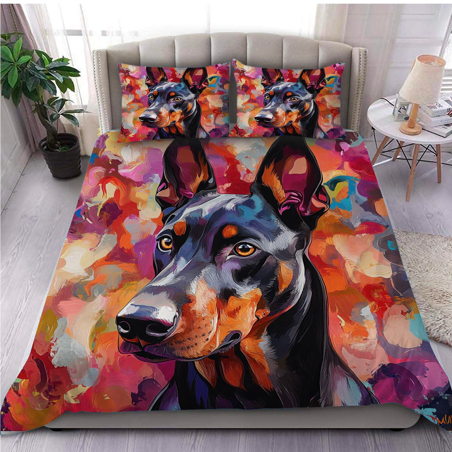 3 Pieces Duvet Cover Set Doberman Pinscher Dog 3D Print Bedding 1 Duvet ...