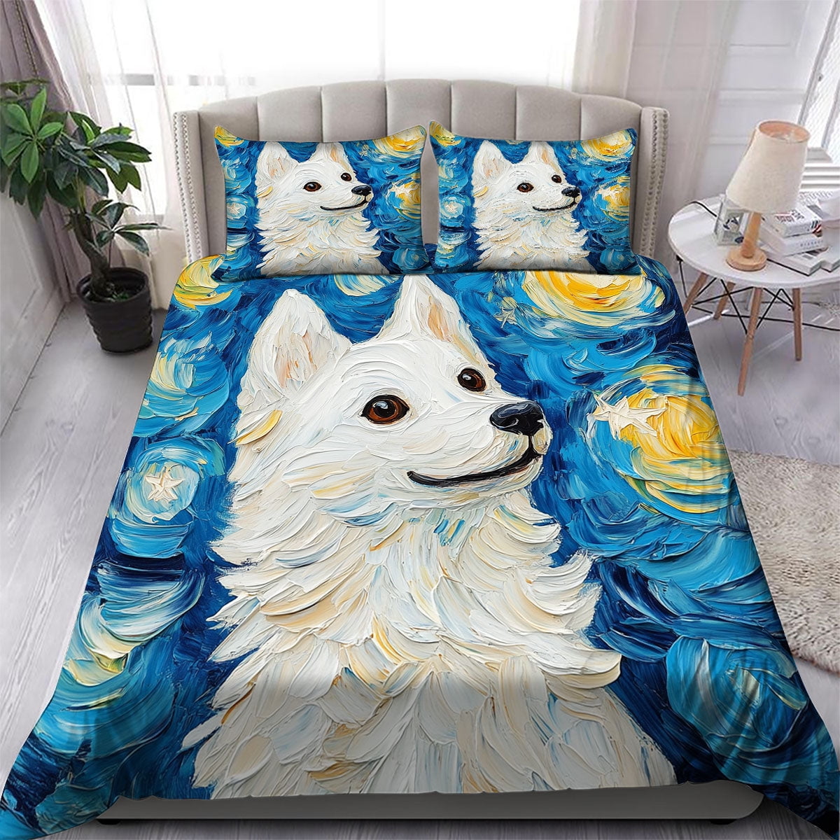 3 Pieces Duvet Cover Set Funny Dog Style Van Gogh Starry Night Bedding ...