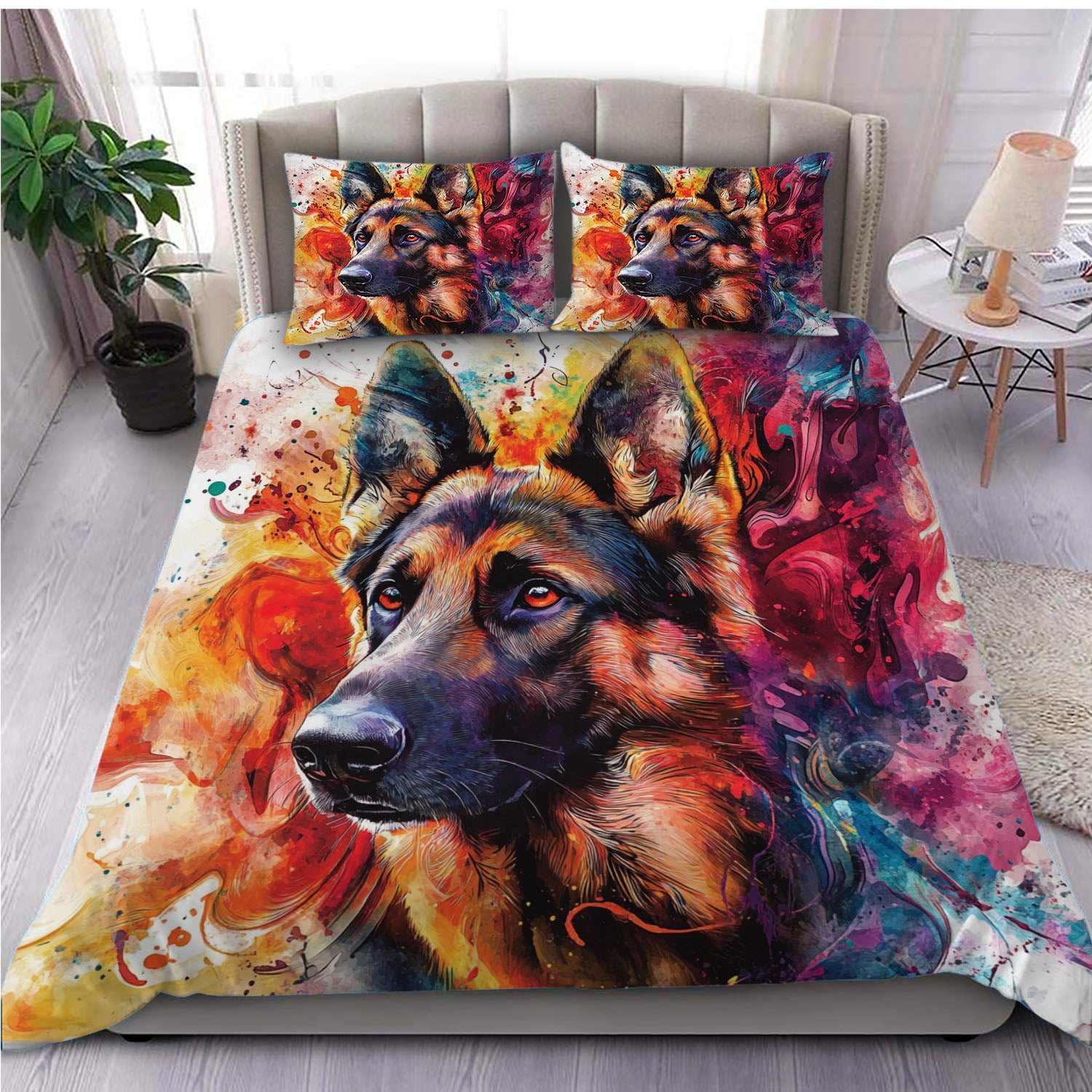 3 Pieces Duvet Cover Set German Shepherd Dog 3D Print Bedding 1 Duvet ...