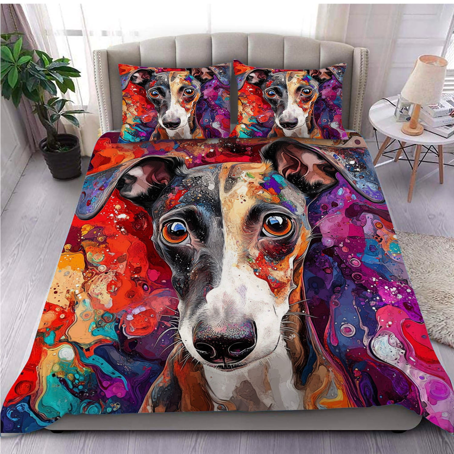 3 Pieces Duvet Cover Set Italian Greyhound Dog 3D Print Bedding 1 Duvet ...