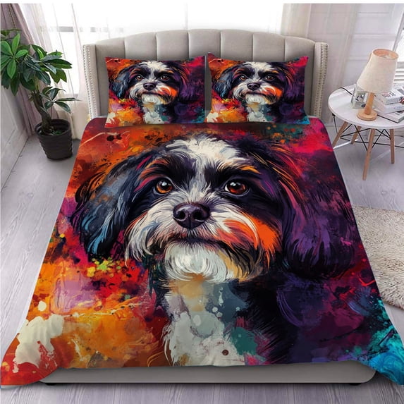 3 Pieces Duvet Cover Set Lhasa Apso Dog 3D Print Bedding 1 Duvet Cover ...