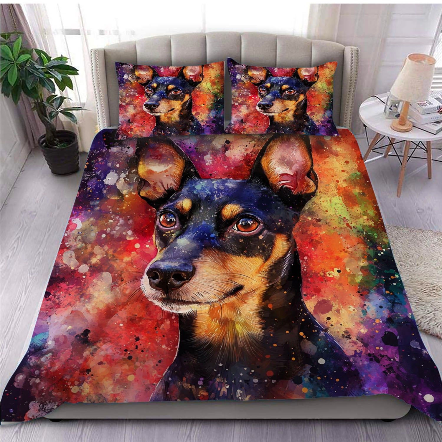 3 Pieces Duvet Cover Set Manchester Terrier Dog 3D Print Bedding 1 ...