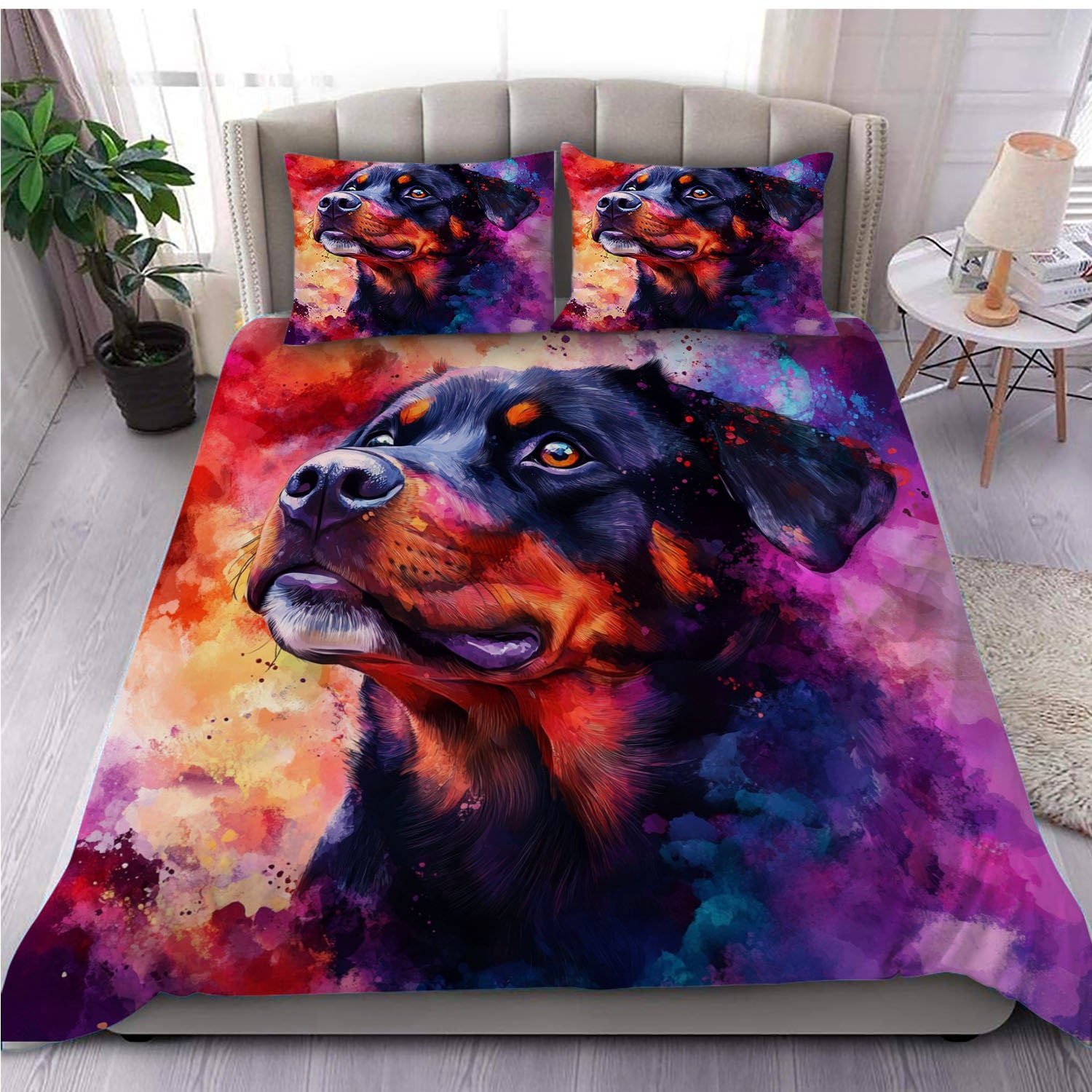 3 Pieces Duvet Cover Set Rottweiler Dog 3D Print Bedding 1 Duvet Cover ...