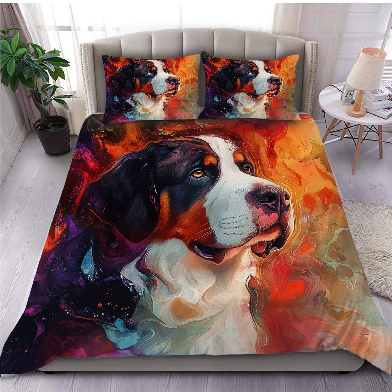 3 Pieces Duvet Cover Set Saint Bernard Dog 3D Print Bedding 1 Duvet ...