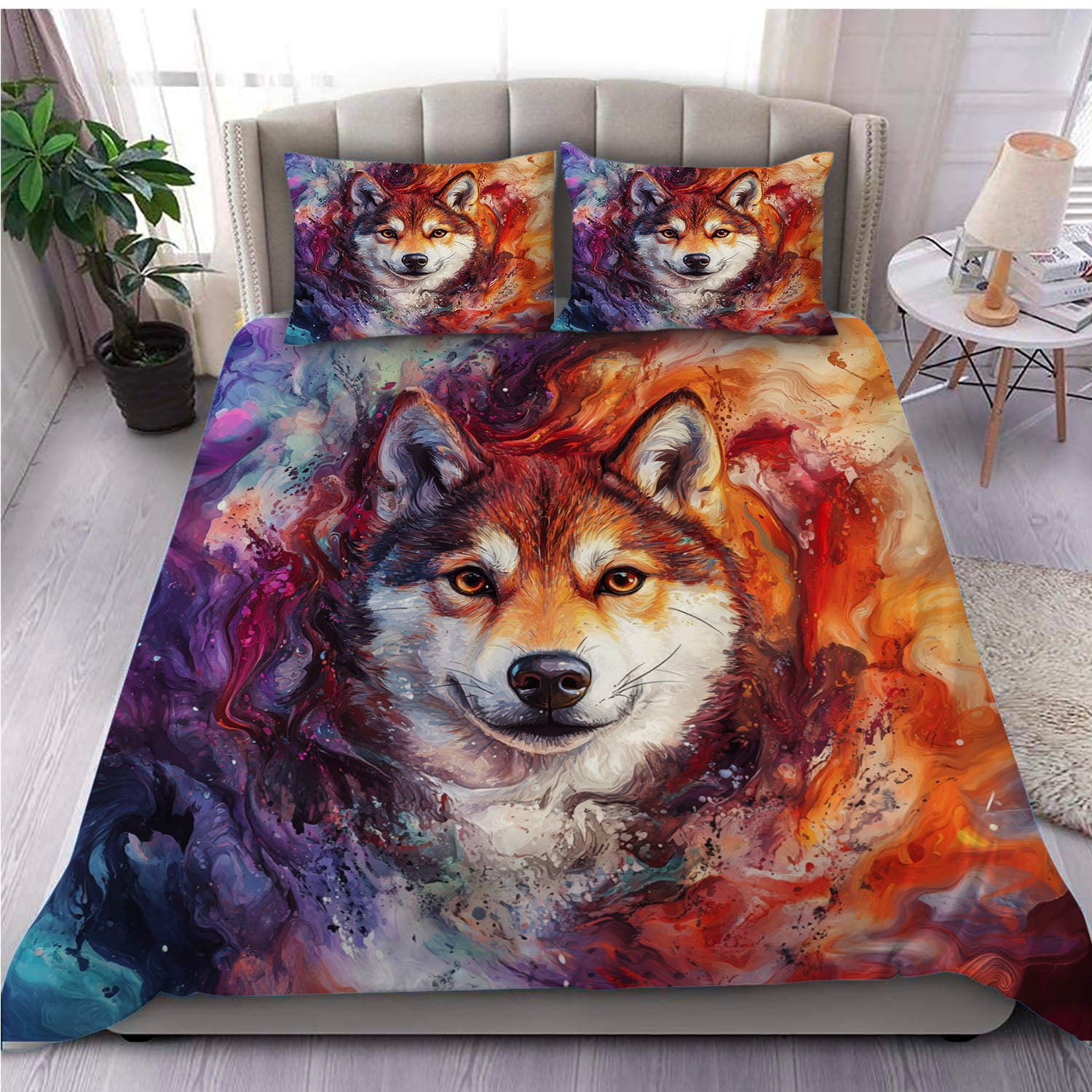 3 Pieces Duvet Cover Set Shiba Inu Dog 3D Print Bedding 1 Duvet Cover 2 ...
