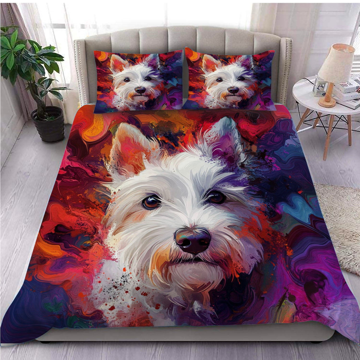 3 Pieces Duvet Cover Set West Highland White Terrier Dog 3D Print ...