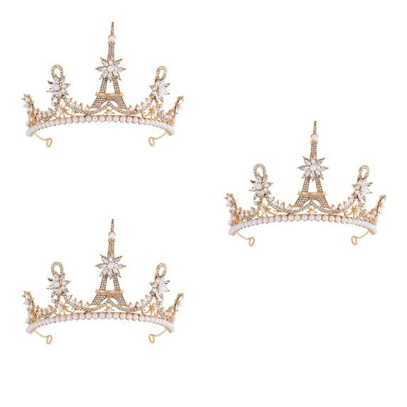 3 Pieces Eiffel Tower Tiara Sparkling Headpiece Pageant Hair Accessory ...