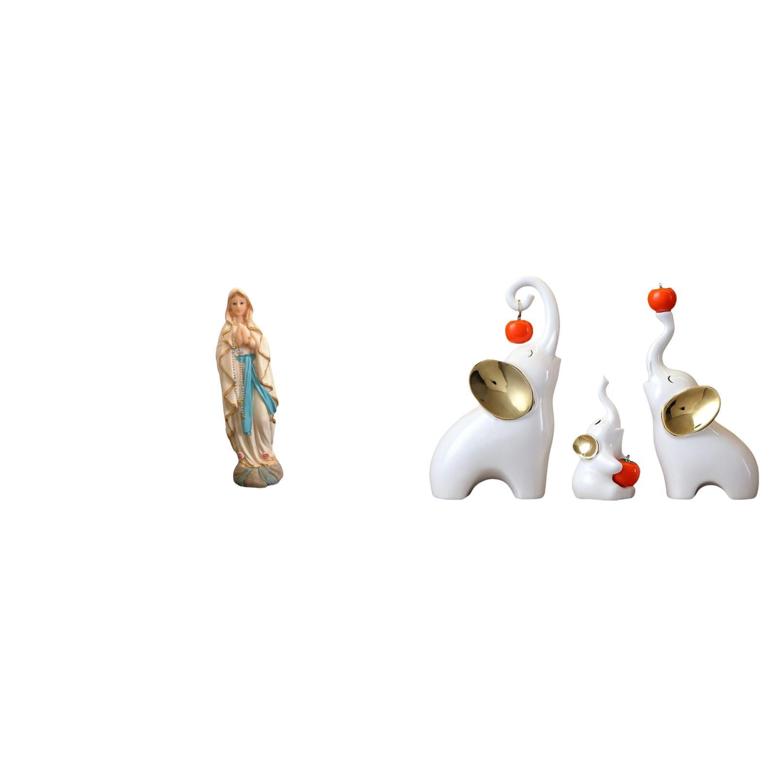 3 Pieces Elephant Virgin Mary Luther Statue Set Resin Craft Decorative ...