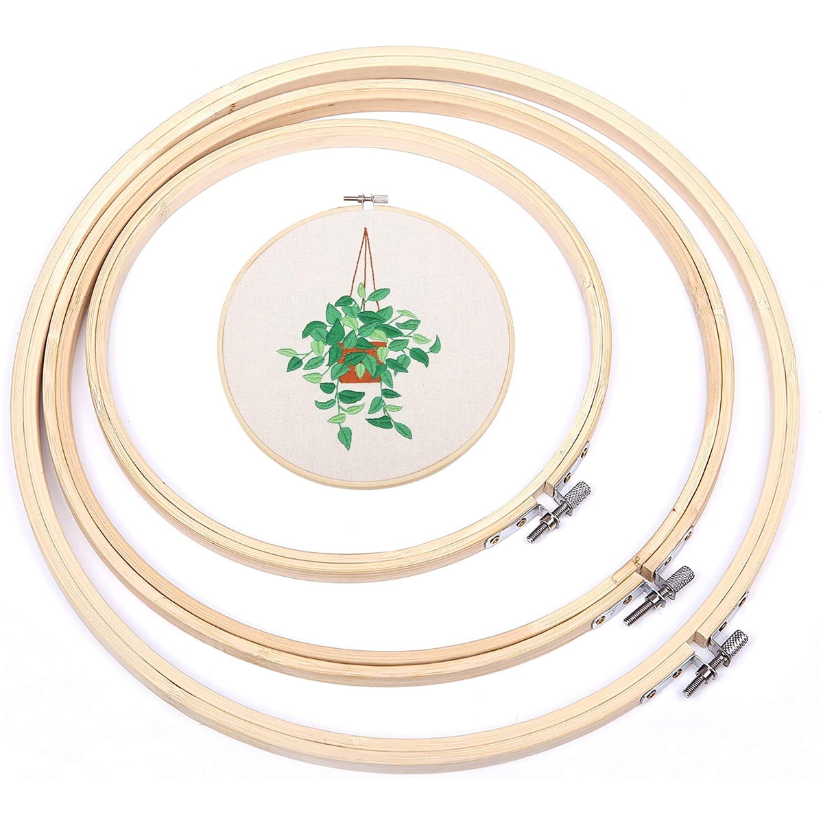 Kpataubaa 3 Pieces Embroidery Hoop Set, Bamboo Cross Stitch Hoops, 15cm ...