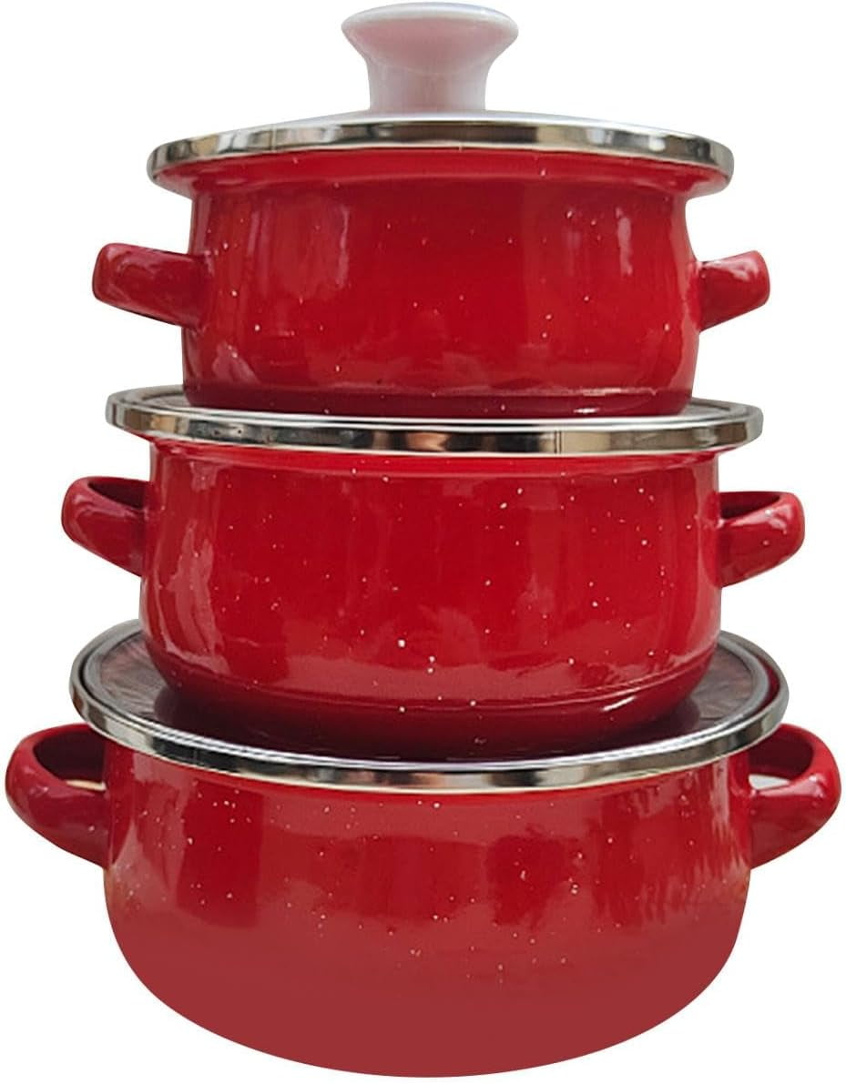 3 Pieces Enamel Pot Set Mini Enamel Pot Kitchen Appliances Portable ...