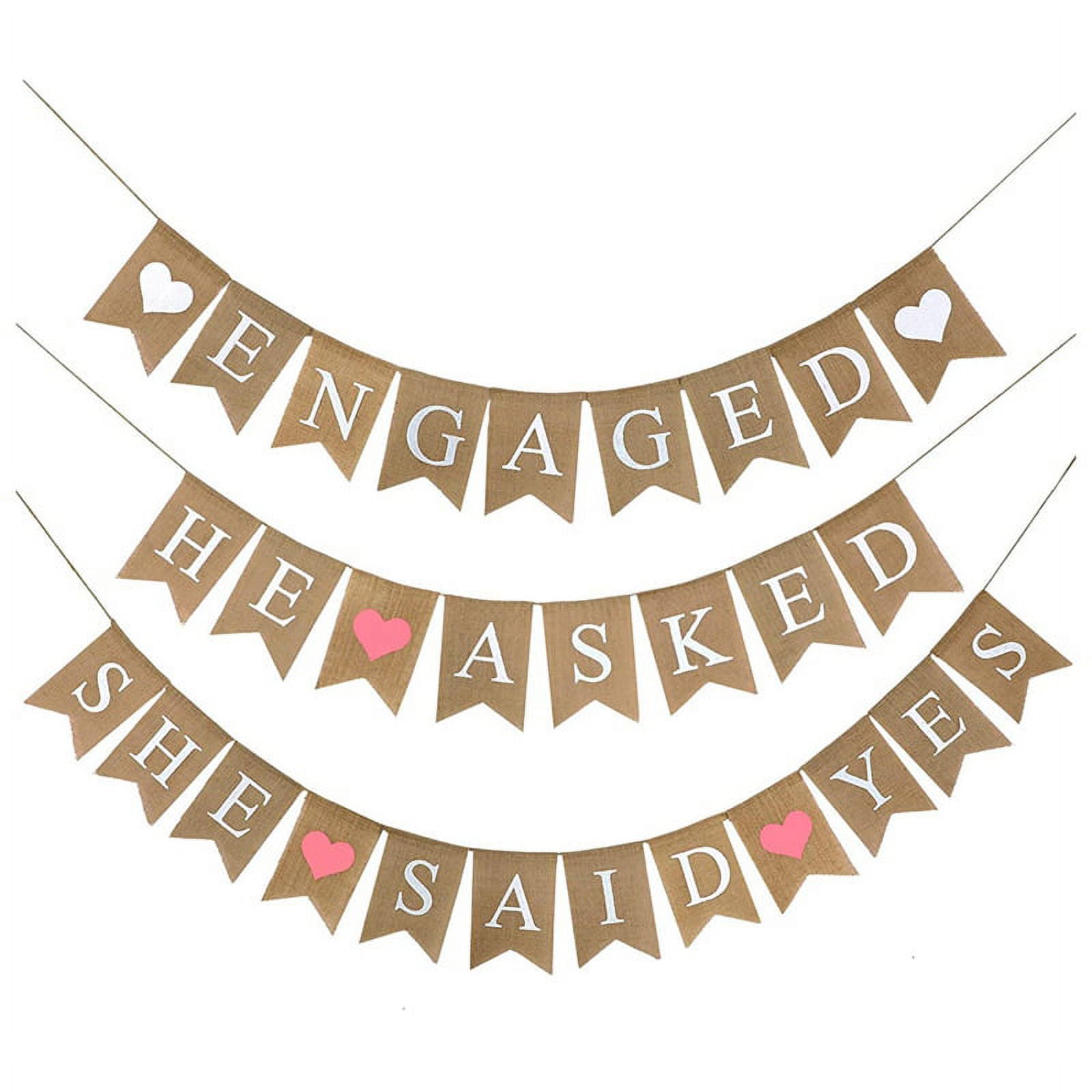 3 Pieces Engaged Burlap Banner He Asked She Said Yes Rustic Bridal ...