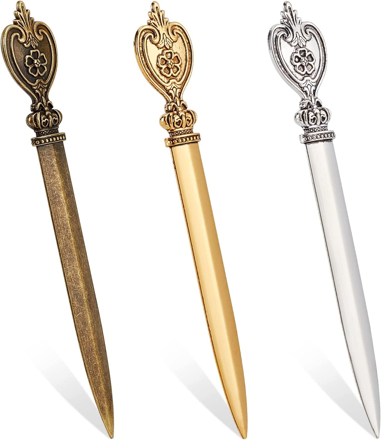 3 Pieces Envelope Opener Set Stainless Steel Letter Opener Flower with ...