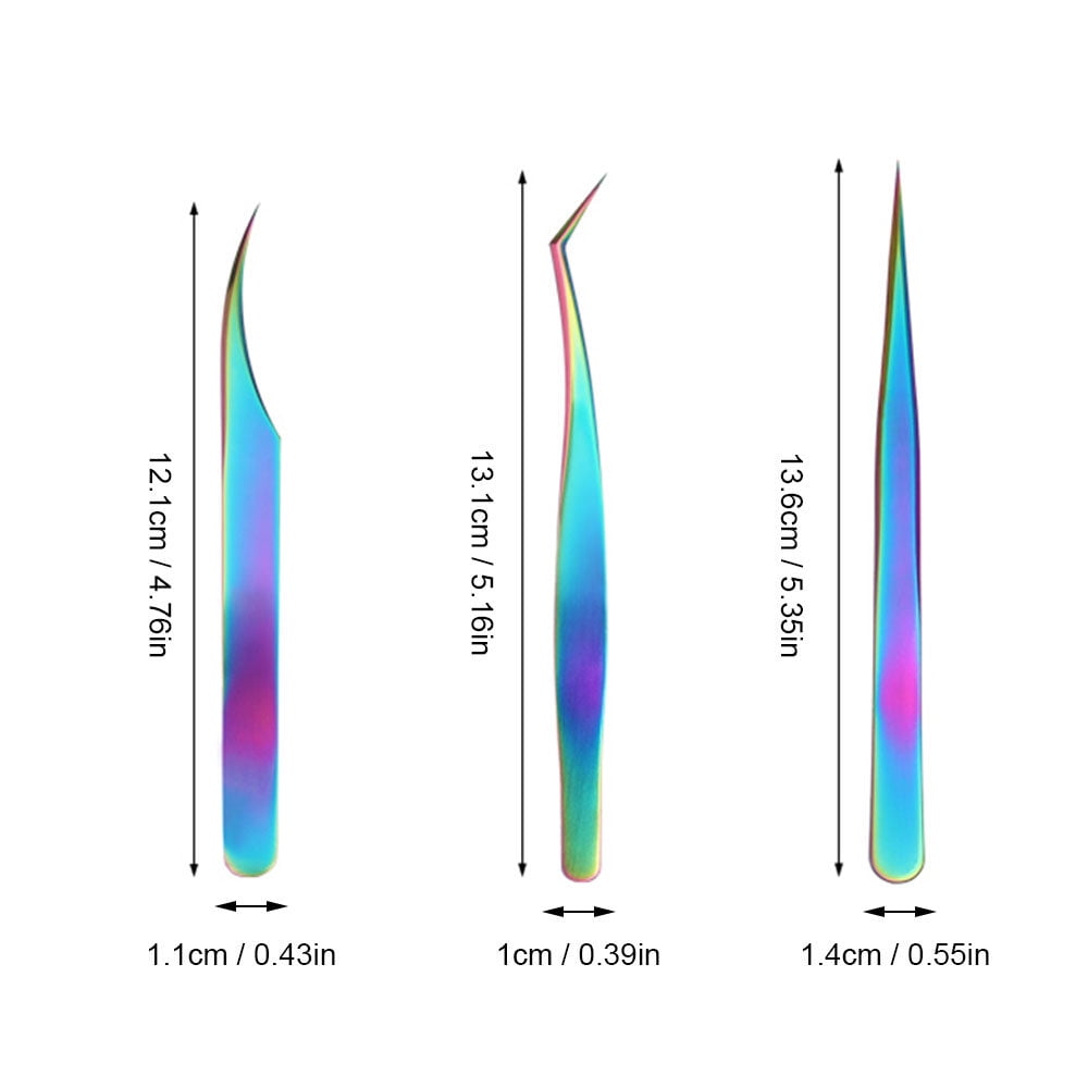 3 Pieces Eyelash Extension Tweezers Set Stainless Steel Tweezers Lash ...
