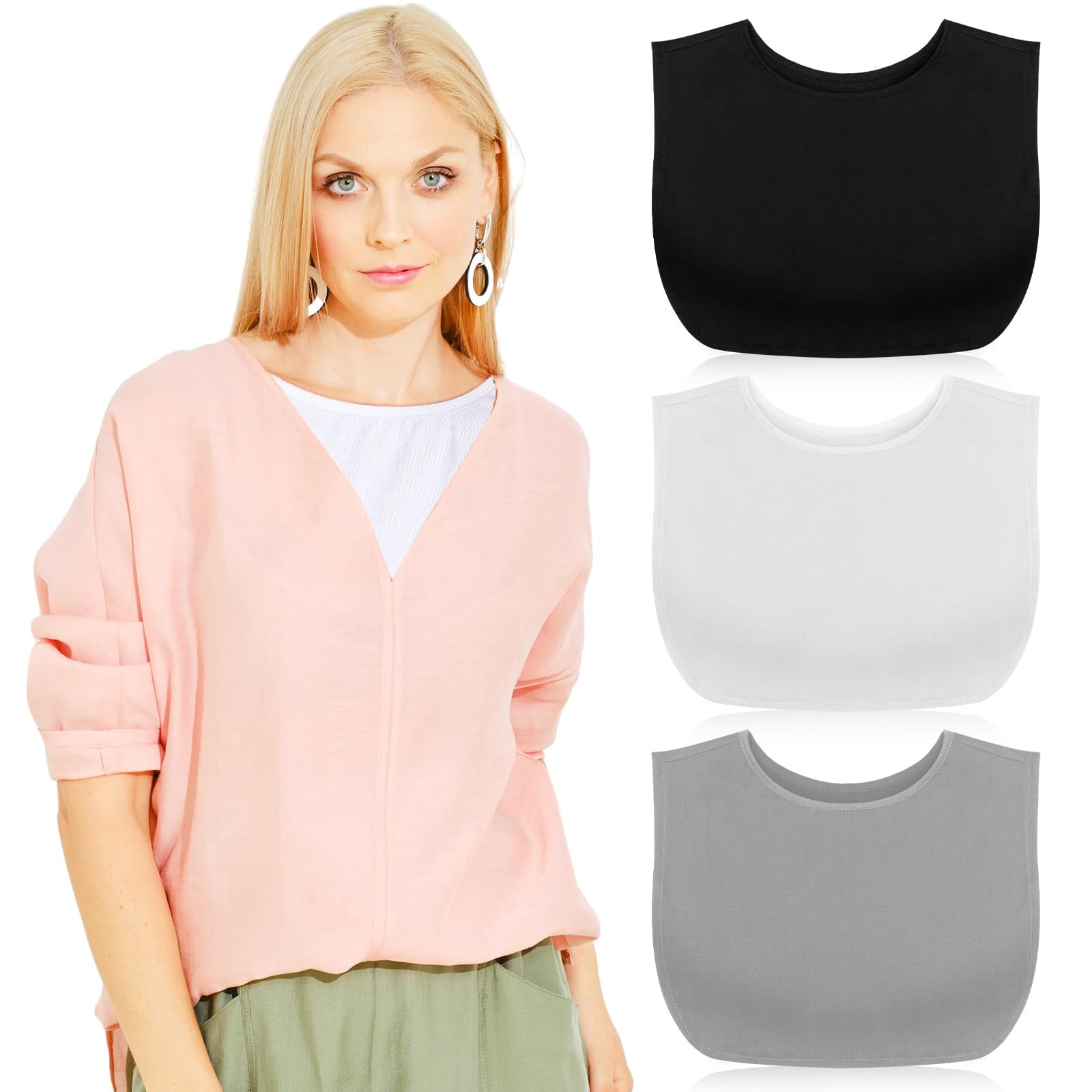 3 Pieces Fake Collars for Women Modesty Panels Crew Collar Neckline ...
