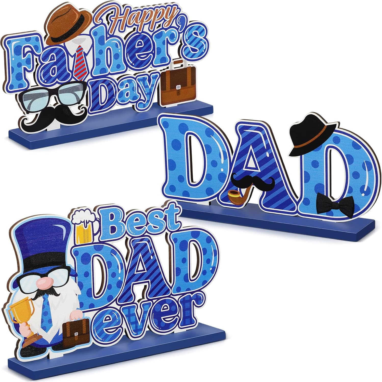 3 Pieces Father's Day Table Centerpiece Happy Father's Day Wood Signs ...