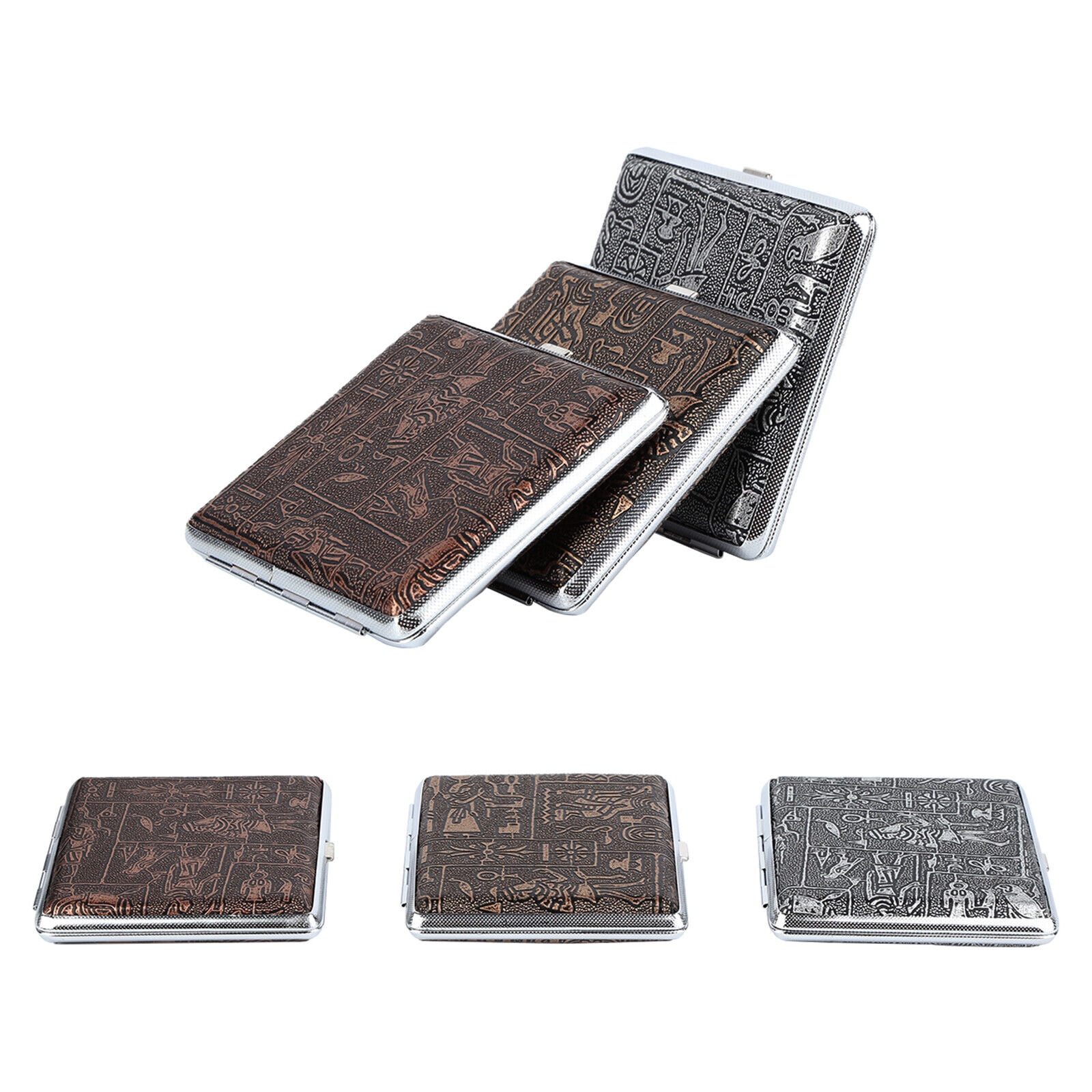 3 Pieces Faux Leather Metal Cigarette Case Men Tobacco Holder Box ...