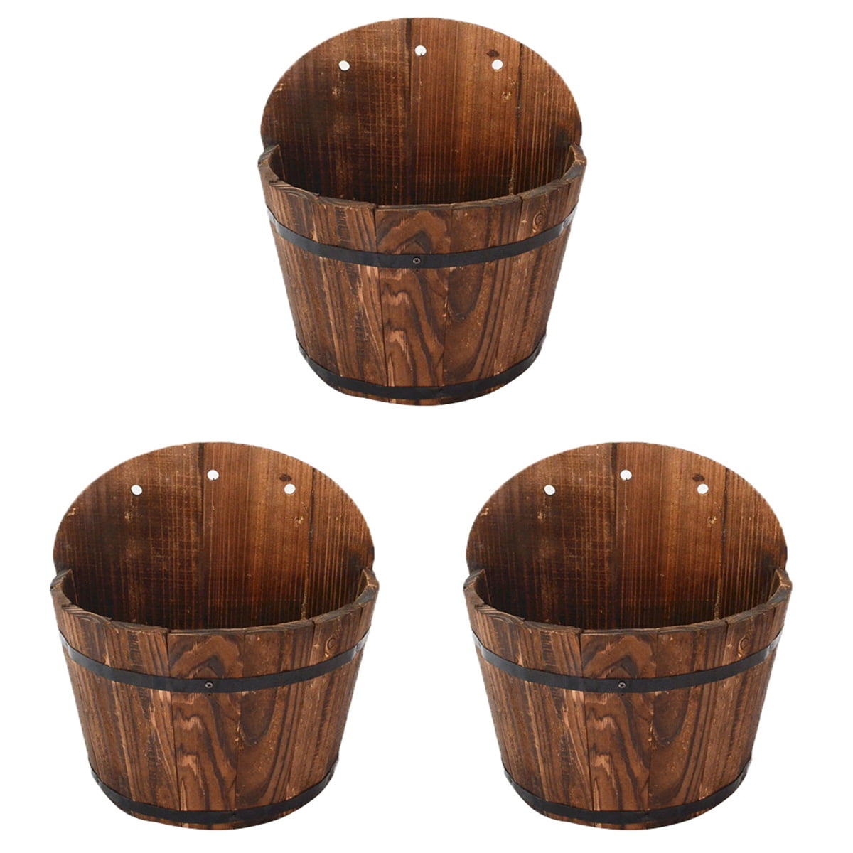 3 Pieces Fence Hanging Wooden Flower Pot Safe - Walmart.com