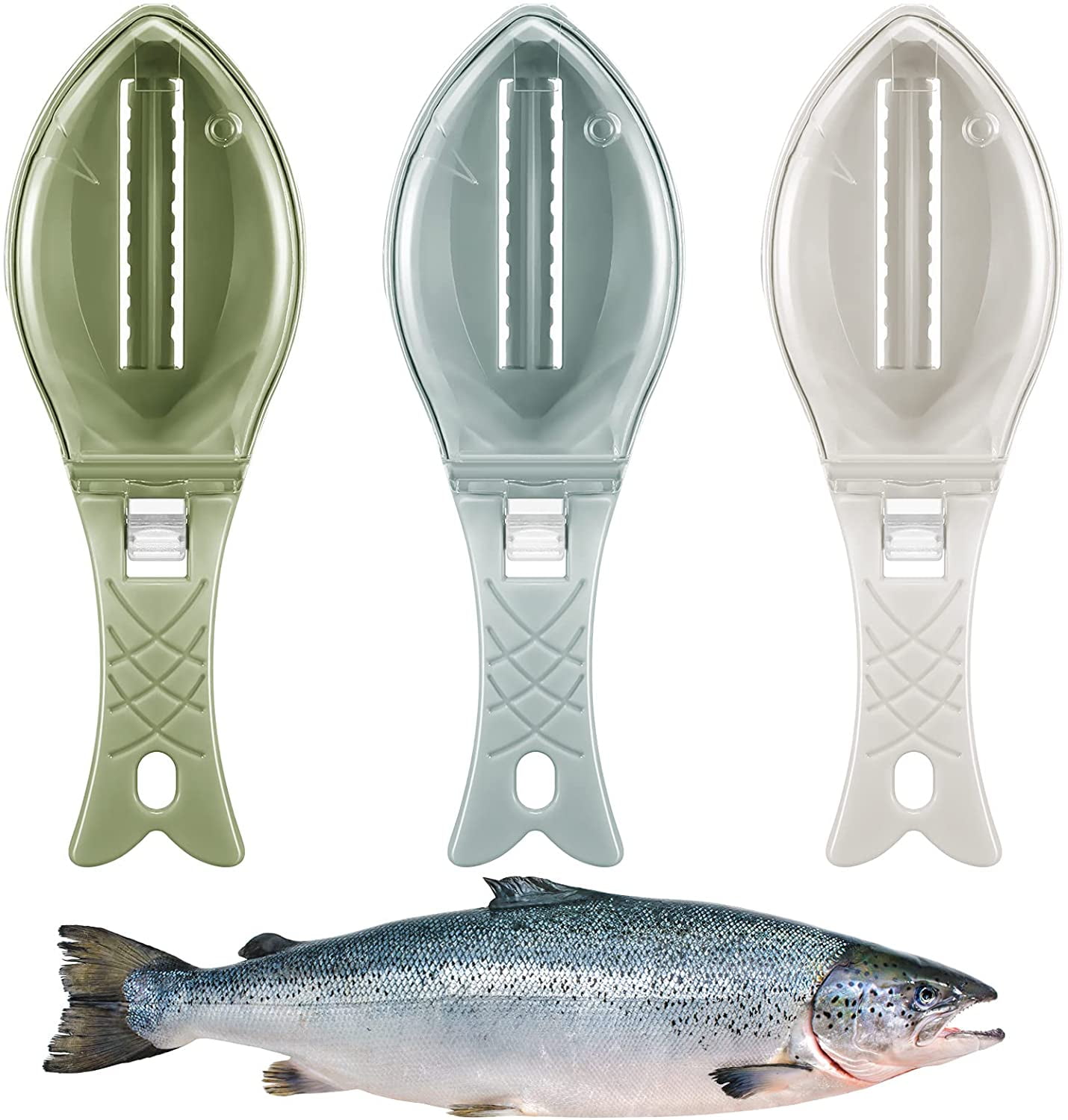 3 Pieces Fish Scaler Remover, No Mess Fish Descaler Tool, Fish Scraper ...